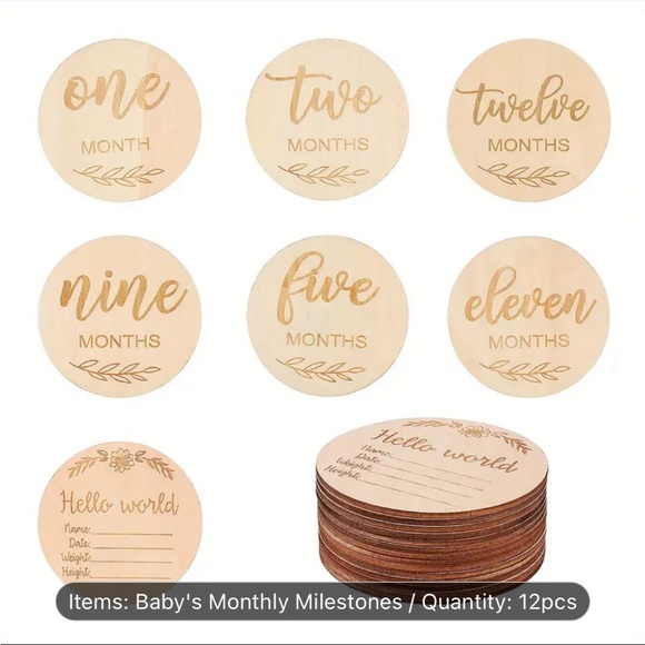 Other | Wooden Baby Milestone Rounds | Poshmark